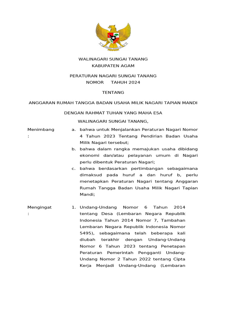 Contoh ART Bumdesa 2021 | PDF