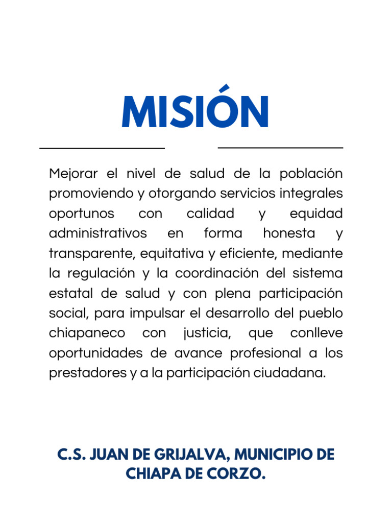 Mejora de Salud en Chiapas: Misión y Visión | PDF