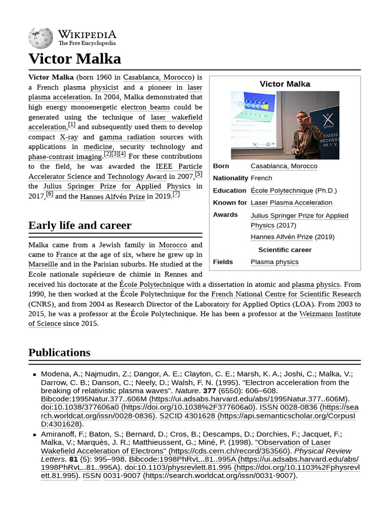 Victor_Malka | PDF | Radiation | Applied And Interdisciplinary Physics
