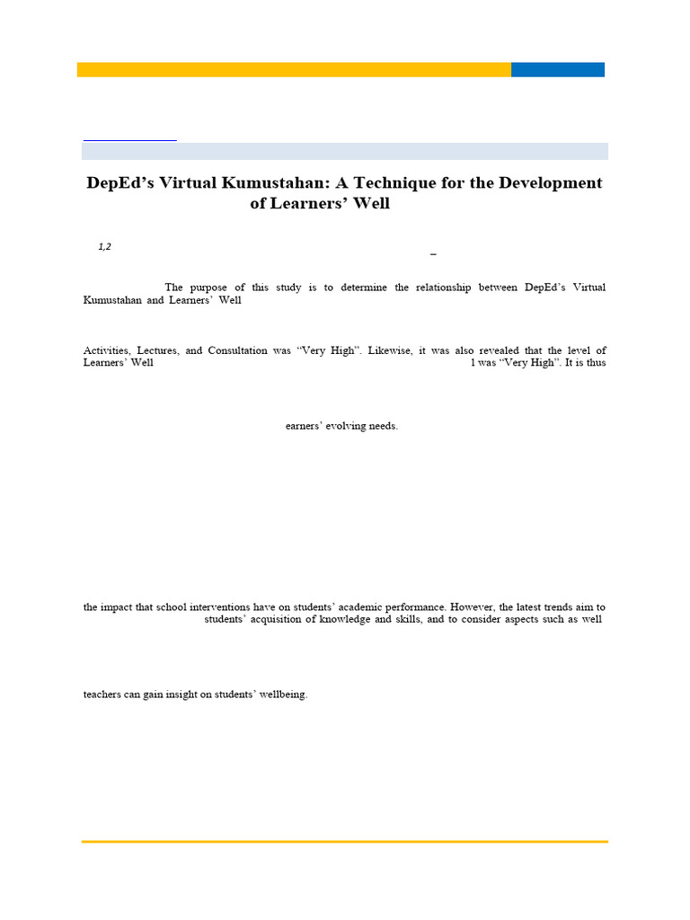 DepEd's Virtual Kumustahan: A Technique For The Development of Learners ...