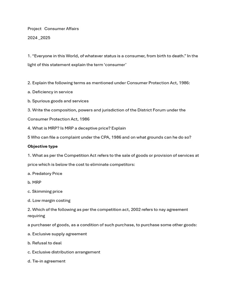 Consumer Protection Project 2025 | PDF