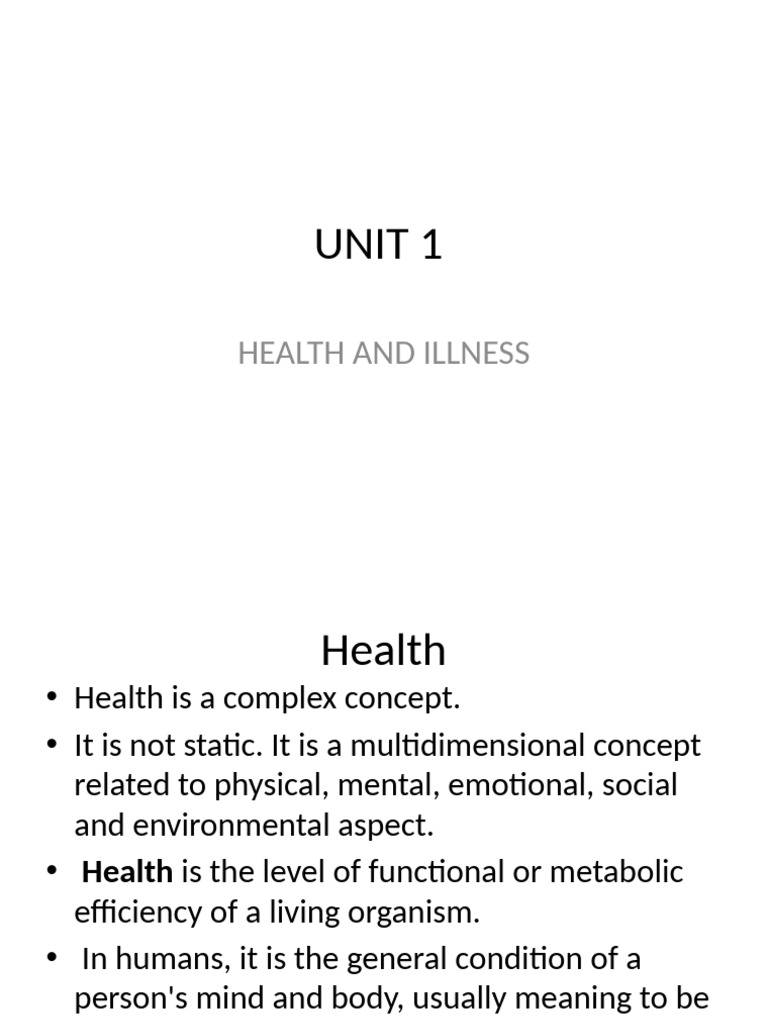 1 UNIT 1 Health Illness and Welness | PDF | Well Being | Mental Health