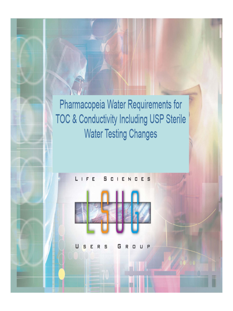 PW1 USP _643 and 645 Pharmacopeia Water requirements using on-line or ...