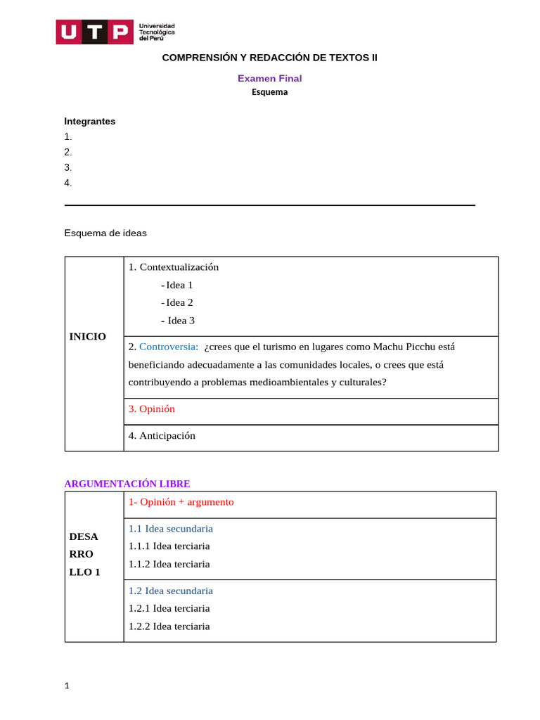 Formato Tarea Semana 17 - Artículo de Opinión - EF - Esquema | PDF