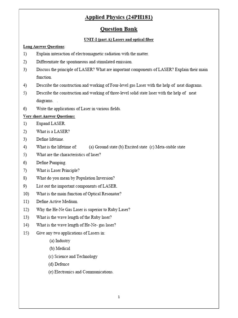 Applied Physics Question Bank | PDF | Bipolar Junction Transistor | P–N Junction