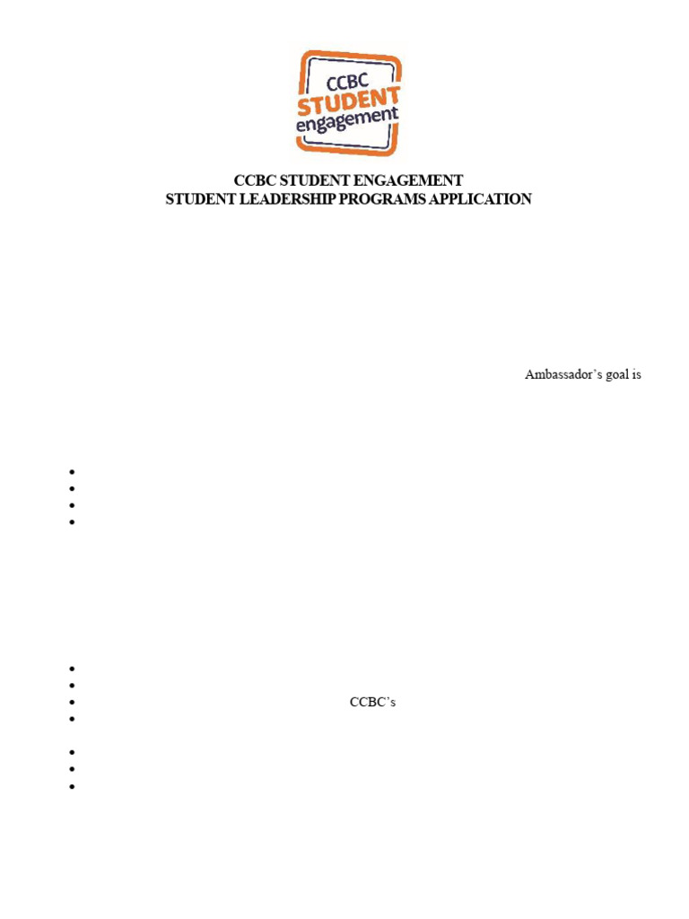 CCBC Student Leadership Programs Application | PDF | Leadership ...