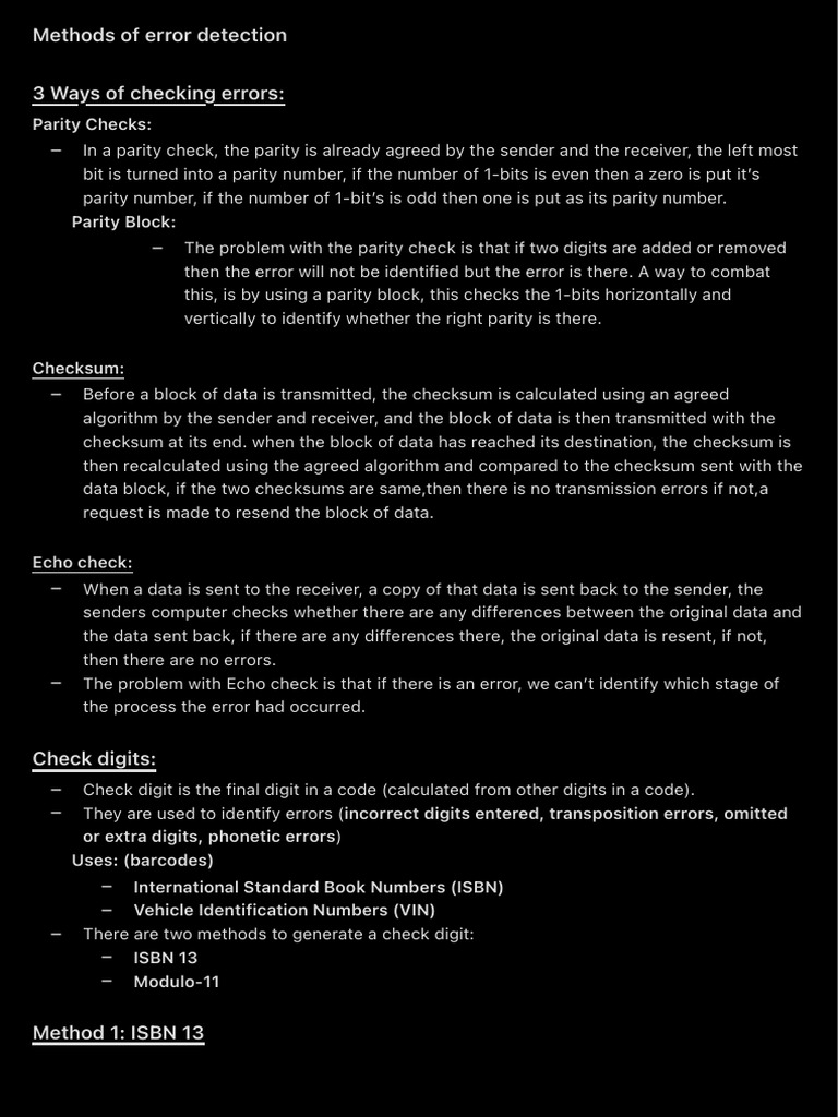 Methods of error detection | PDF | Error Detection And Correction | Computing