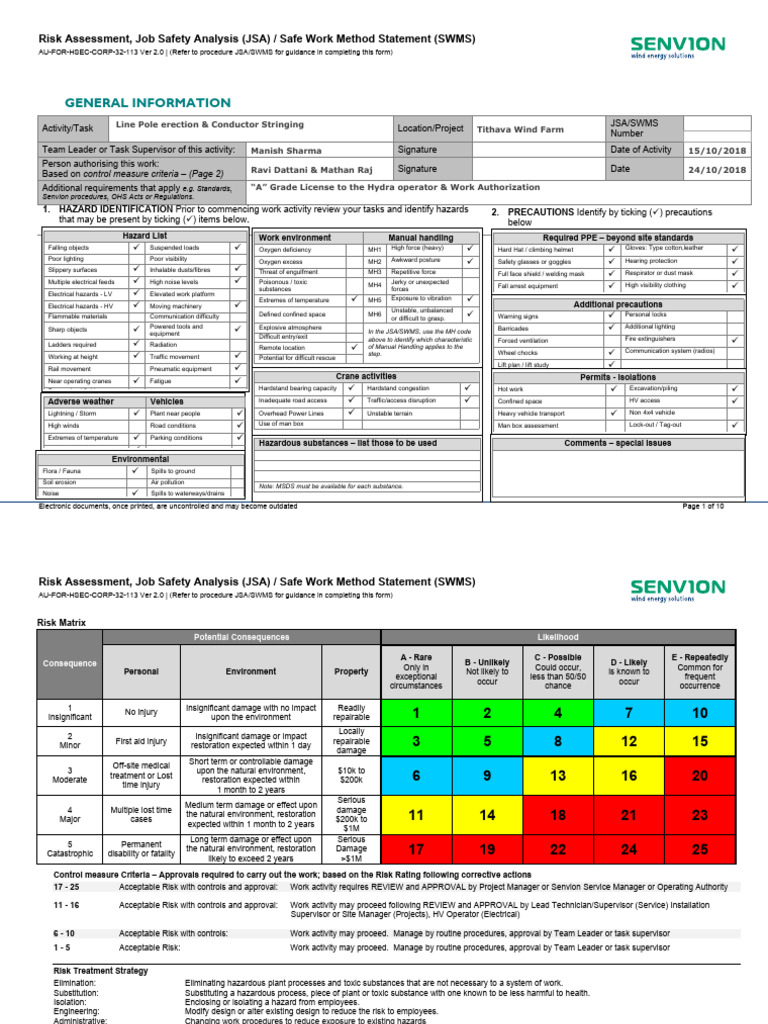 7e Pole Erection & Stringing | PDF | Risk | Risk Assessment