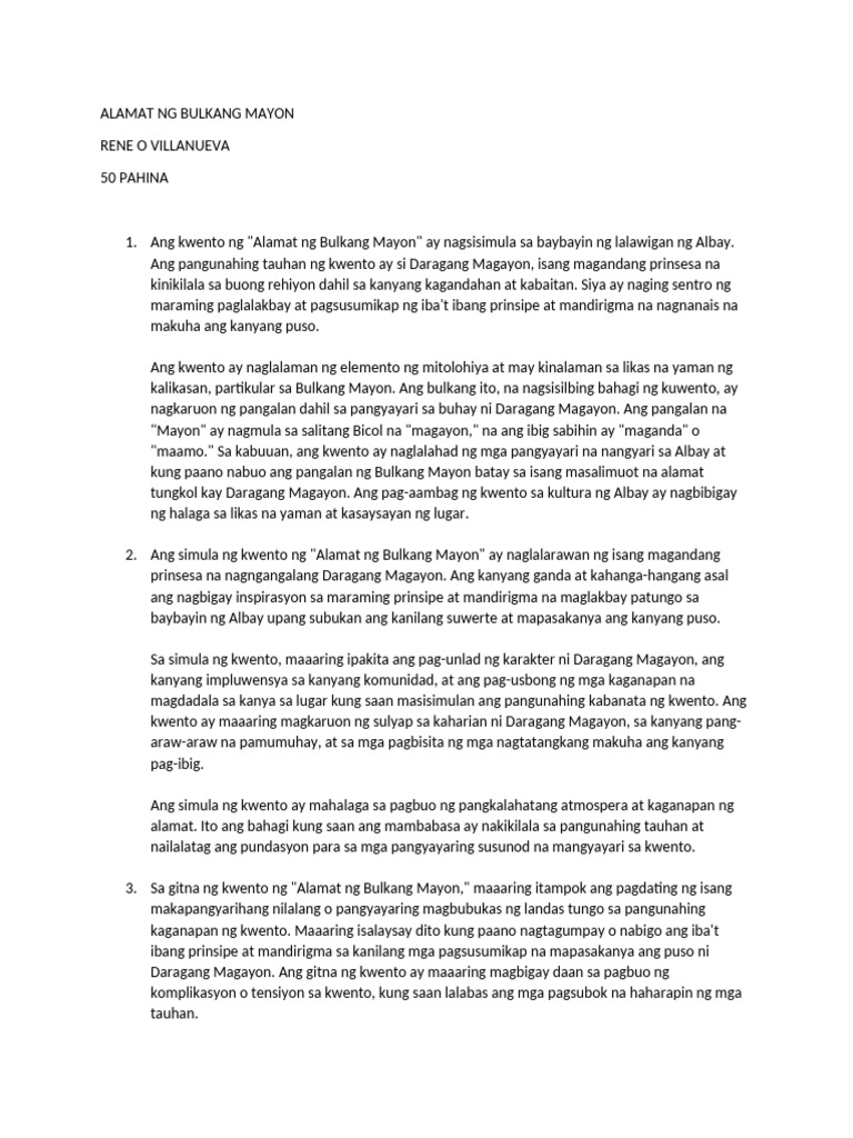 Alamat NG Bulkang Mayon | PDF