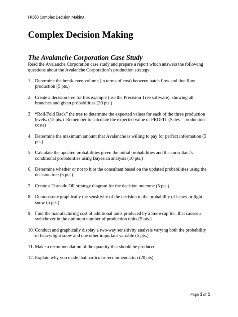 Avalanche Corp Production Strategy Analysis | PDF