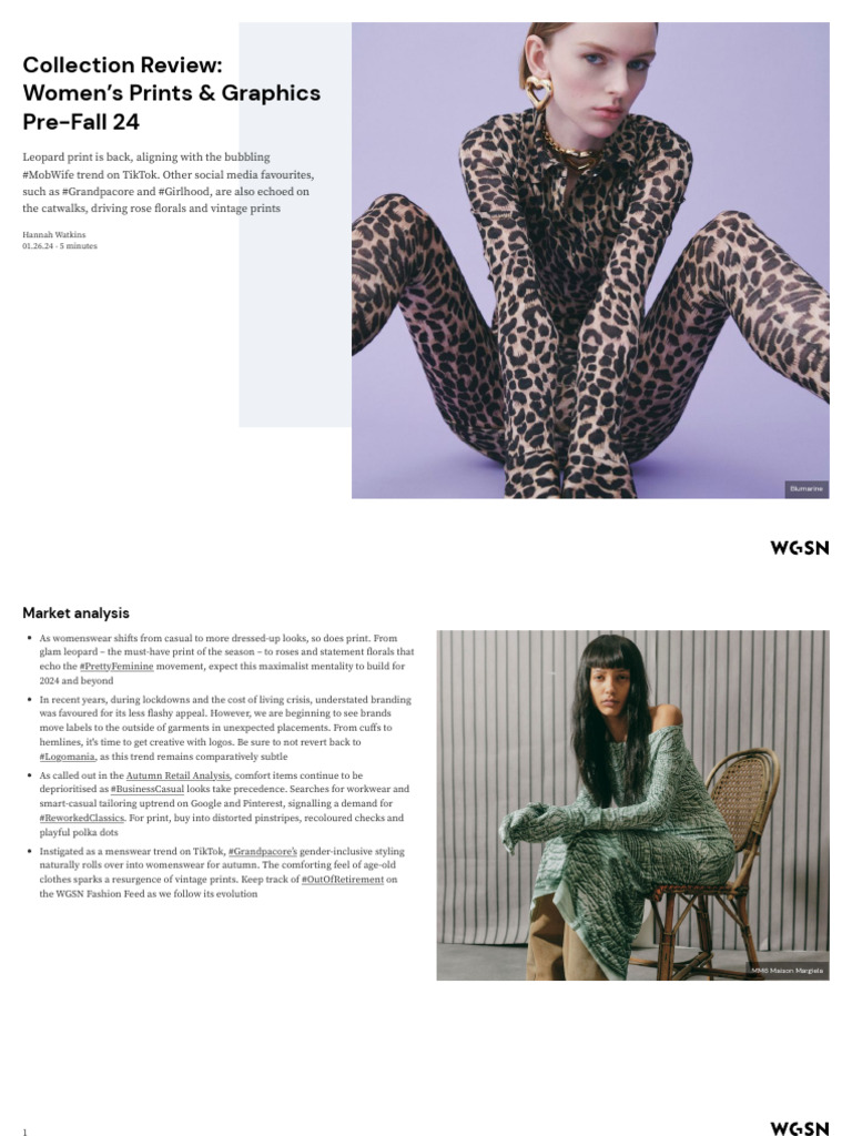 Collection Review Women S Prints Graphics Pre Fall 24 en | PDF | Cost ...