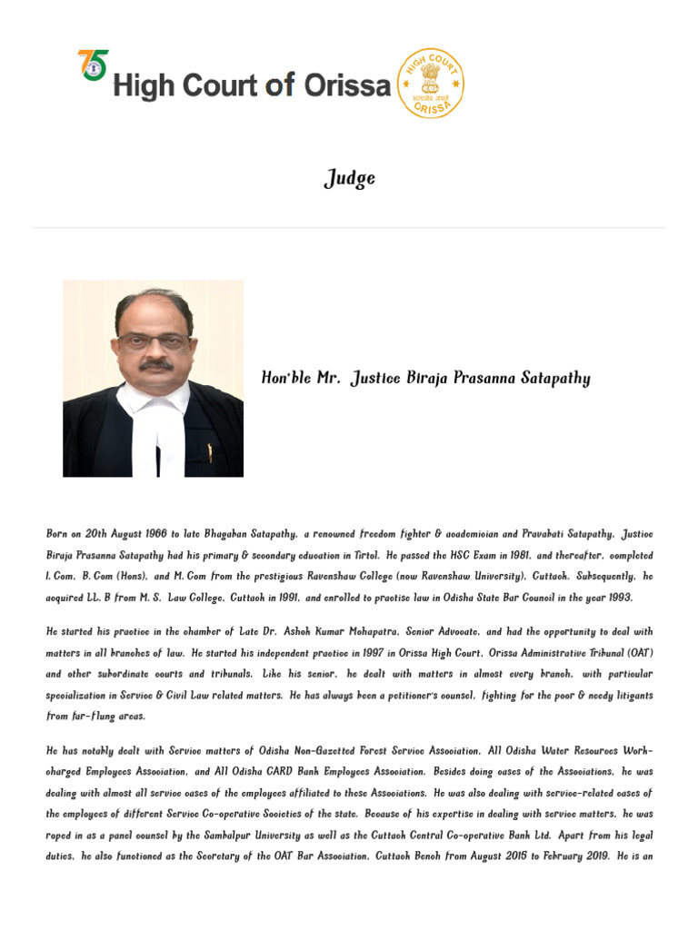Judge - Orissa High Court, Cuttack | PDF