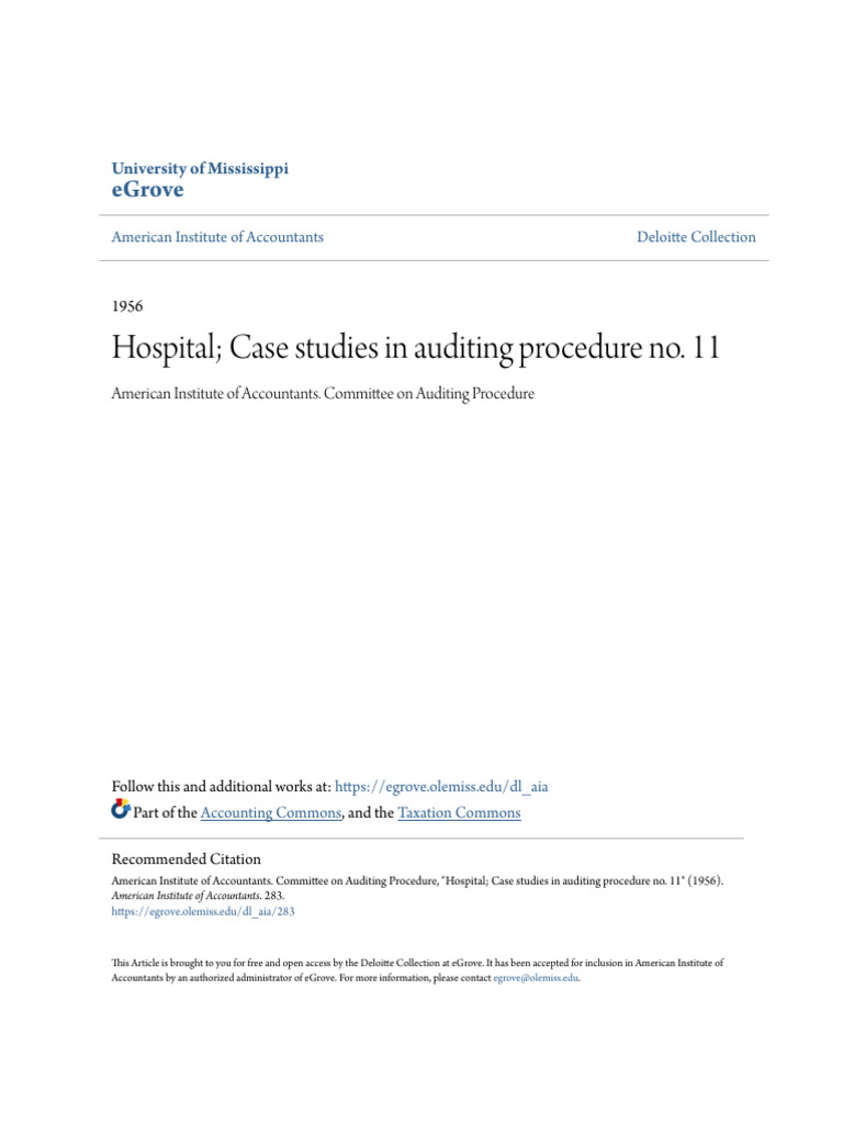Hospital; Case studies in auditing procedure no. 11 | PDF | Audit | Expense