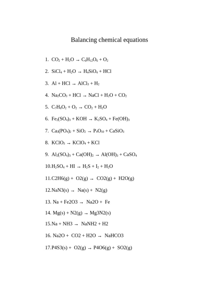 Balancing Chemical Reactions Guide | PDF