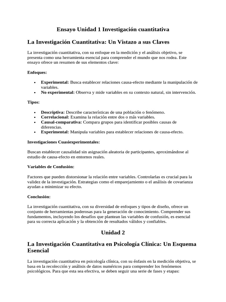 Ensayo Unidad 1 Investigación Cuantitativa Jimmy Reyna 2 | PDF ...