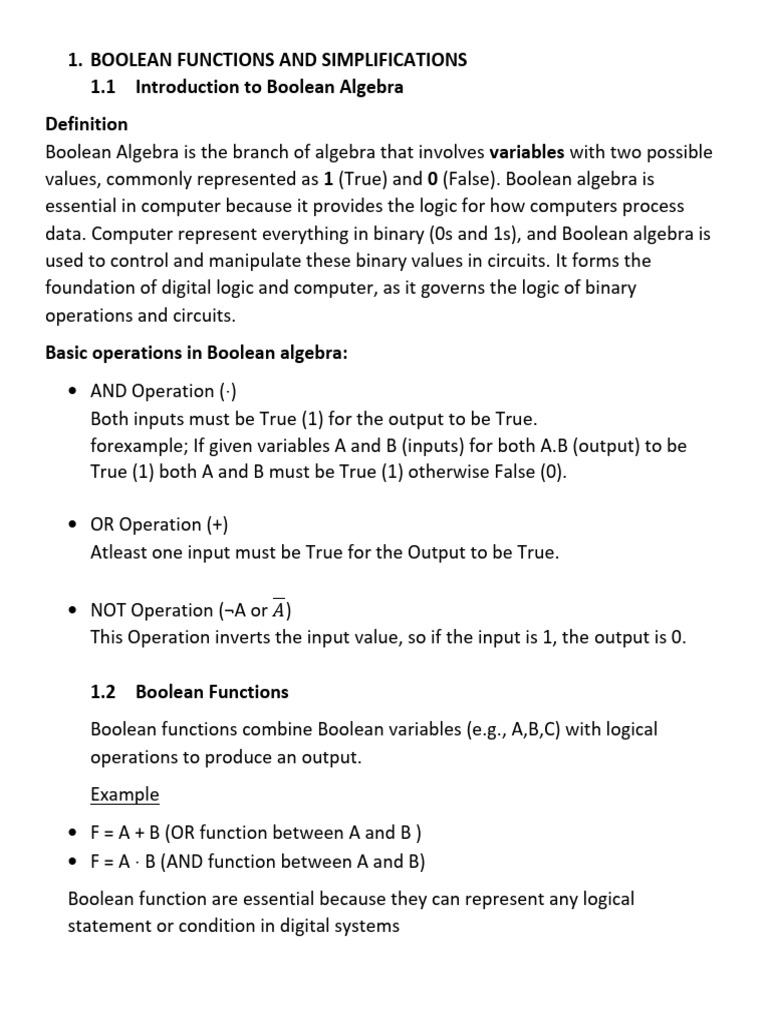 Boolean Functions And Simplifications Pdf Logic Gate Boolean Algebra 6070