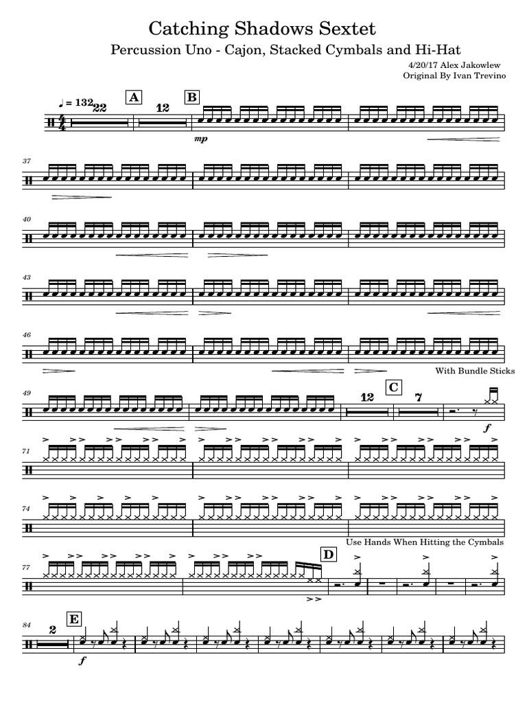 Catching_Shadows_Sextet_Percussion_Uno | PDF | Musical Instruments | Drumming