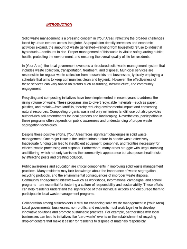 SOLID WASTE MANAGEMENT | PDF | Waste Management | Waste