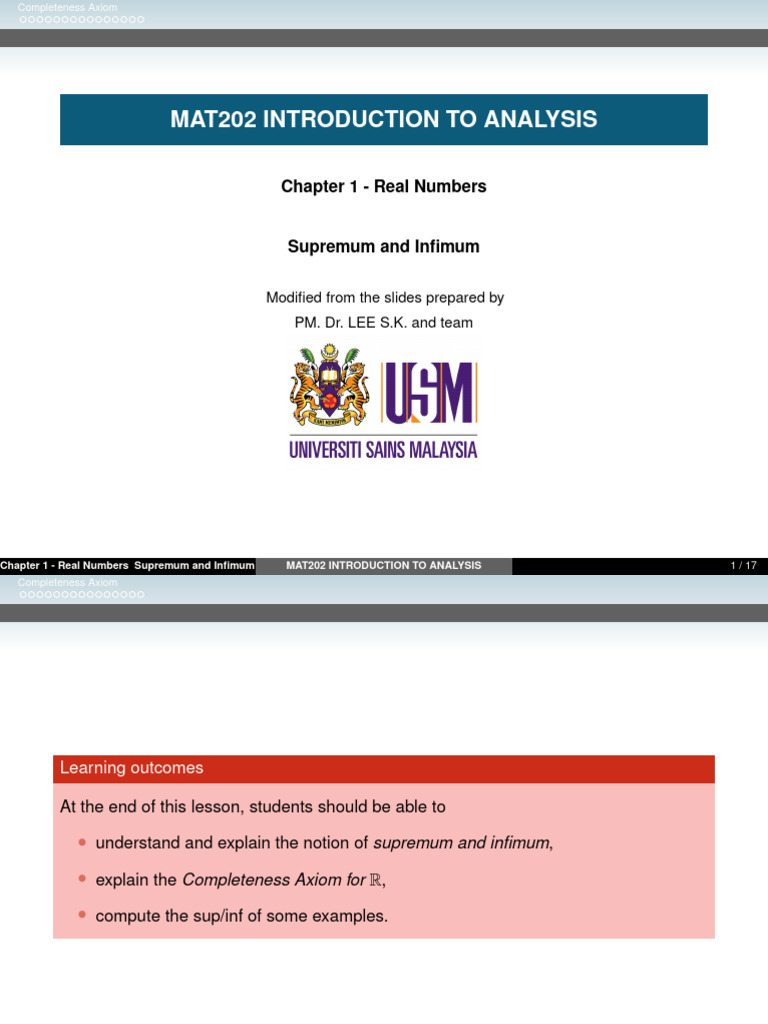Supremum and Infimum Explained | PDF | Arithmetic | Mathematical Analysis