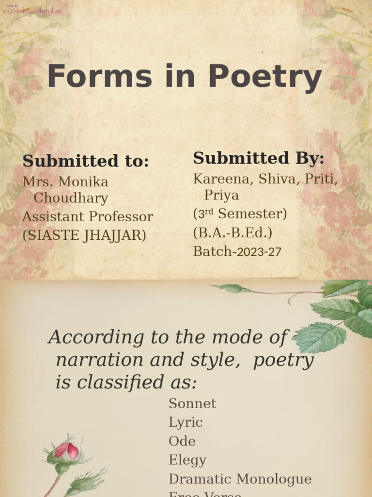 Forms in Poetry | PDF | Poetry | Sonnets