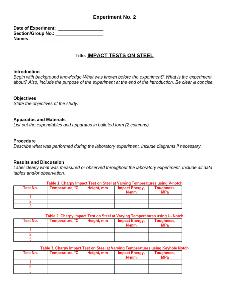 Steel Impact Test Experiment Analysis | PDF | Experiment