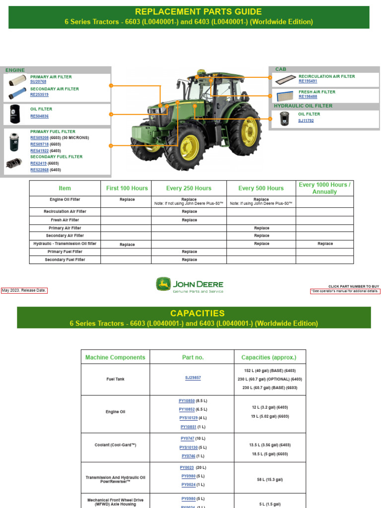 6 Series Tractors 6603 L0040001 and 6403 L0040001 Worldwide Edition ...