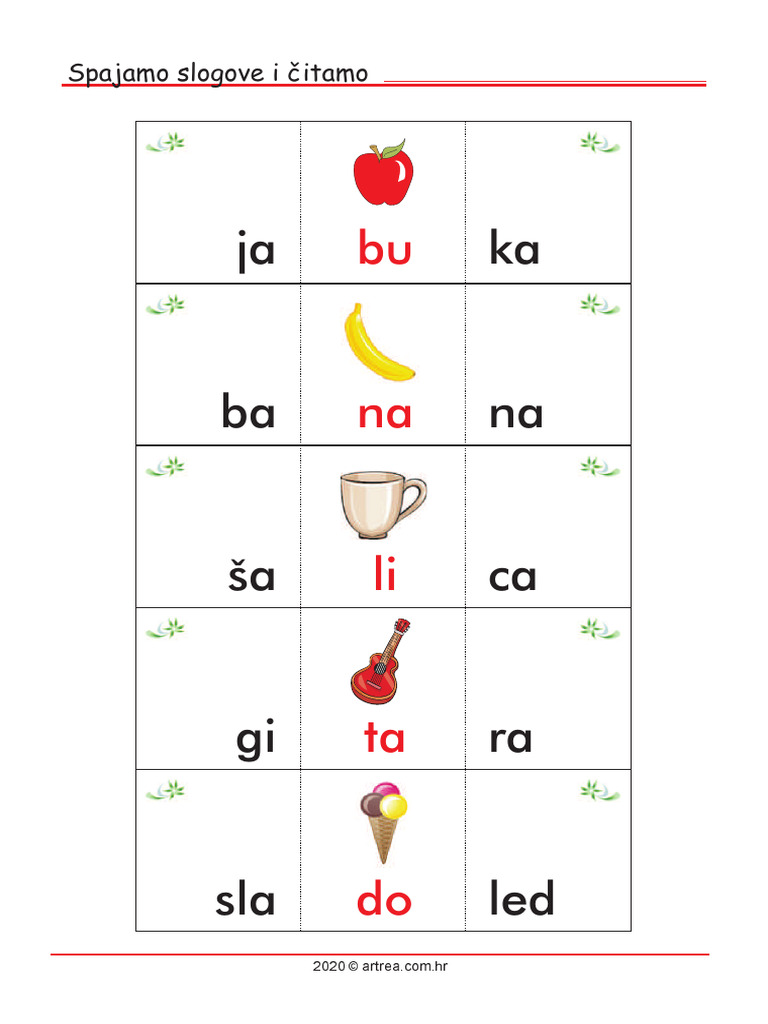 PocetnoCitanje Slogovi 6 | PDF