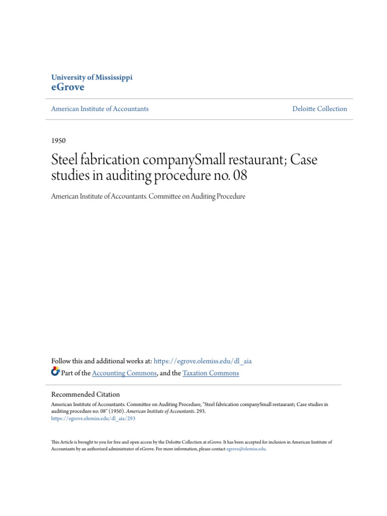 Steel Fabrication Companysmall Restaurant Case Studies in Auditi | PDF ...
