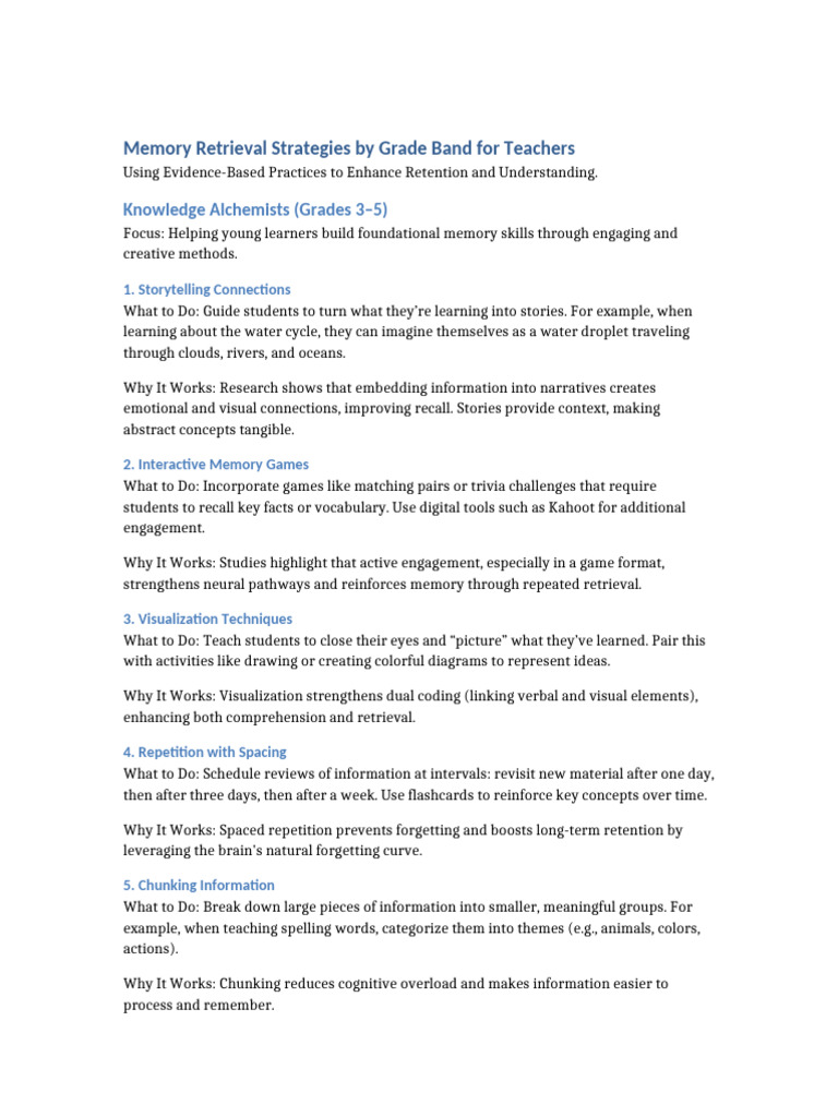 Memory Retrieval and Lab | PDF | Recall (Memory) | Memory