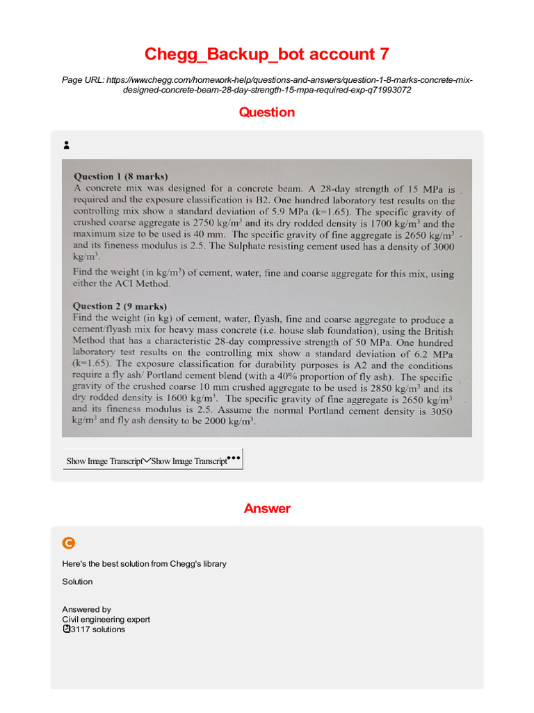 chegg-286 | PDF | Concrete | Density