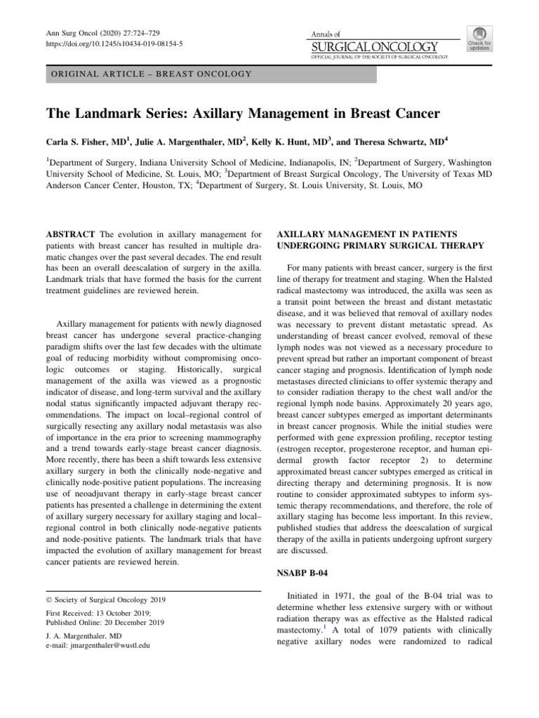 Axilla MX Landmark Series Fisher2020 | PDF | Mastectomy | Breast Cancer