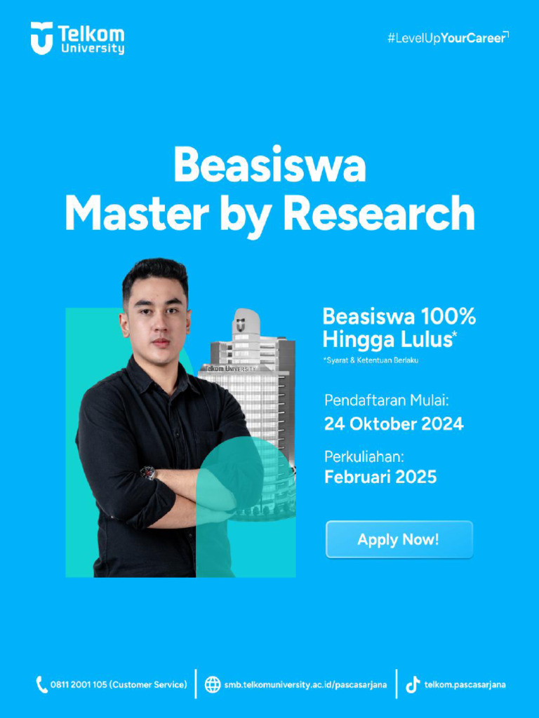 Brosur Beasiswa Master by Research Batch 2 Telkom University 2025 | PDF