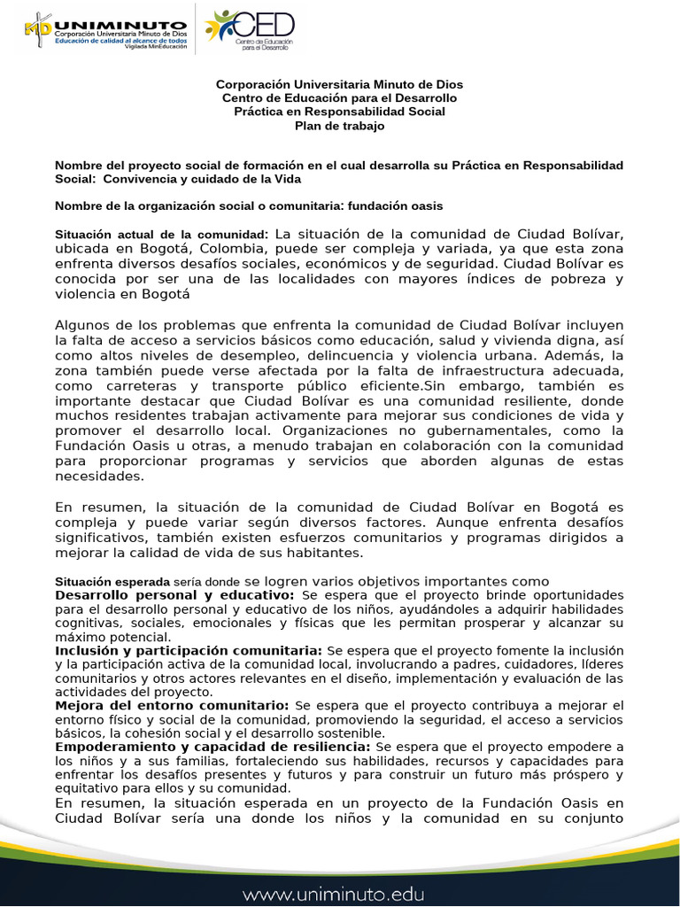 Proyecto Social en Ciudad Bolívar | PDF | Las emociones | Aprendizaje