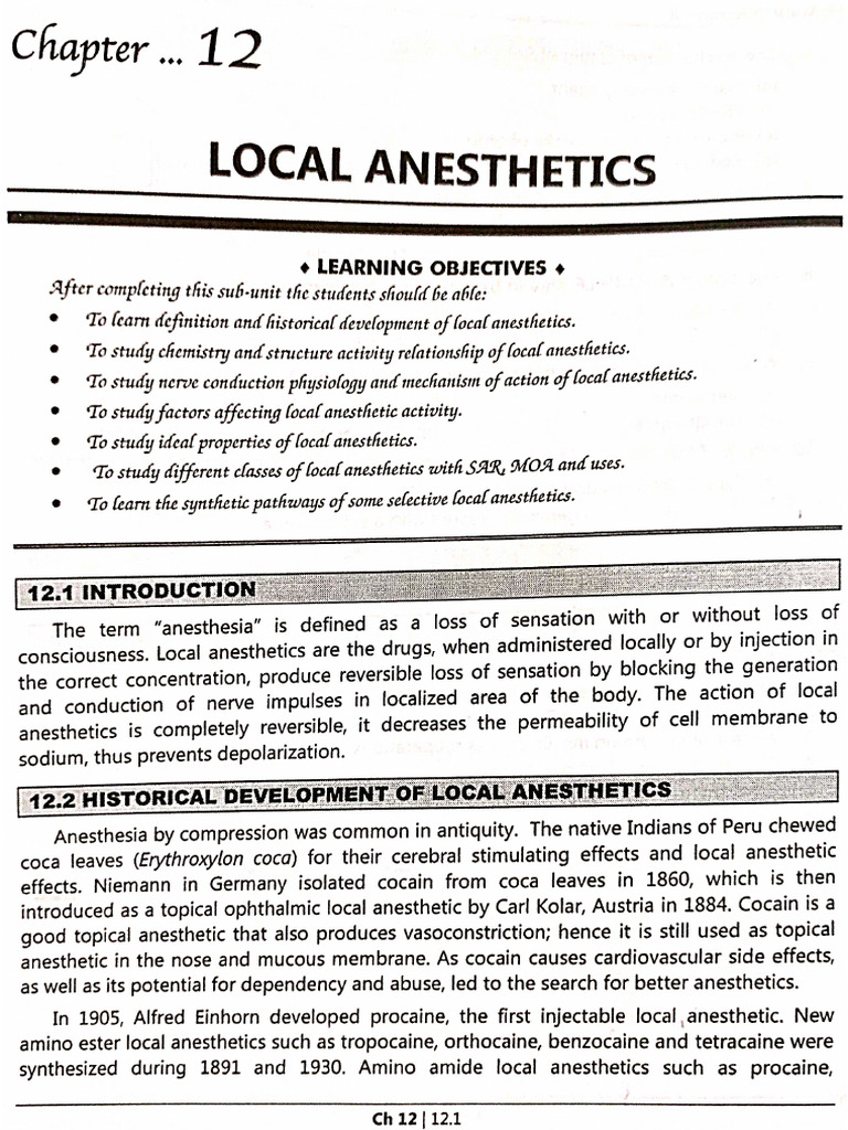 Local Anesthetics (Med Chem) | PDF