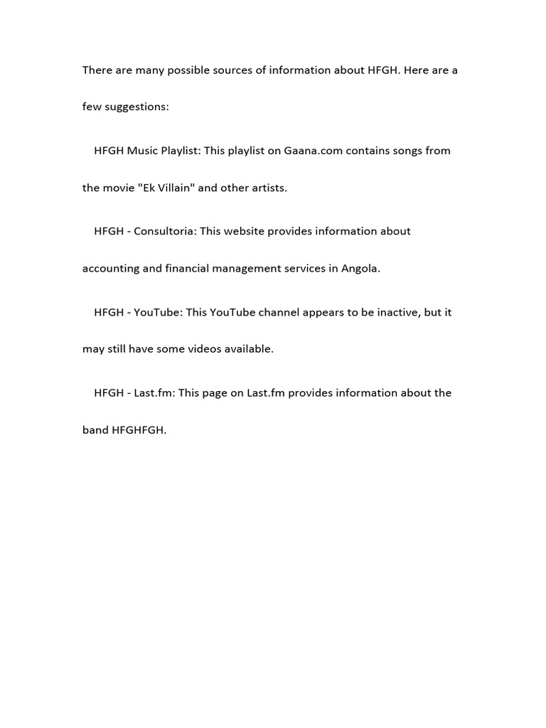 HFGH Music Playlist | PDF