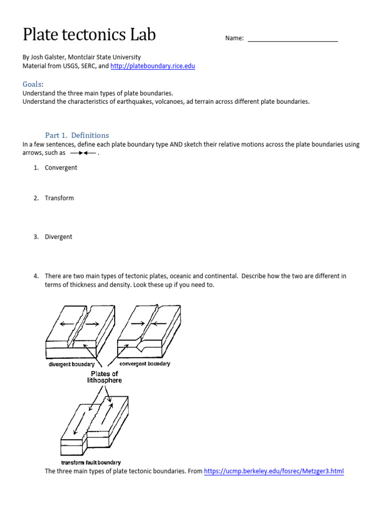 Plate tectonics Lab (1) | PDF | Plate Tectonics | Earth Sciences