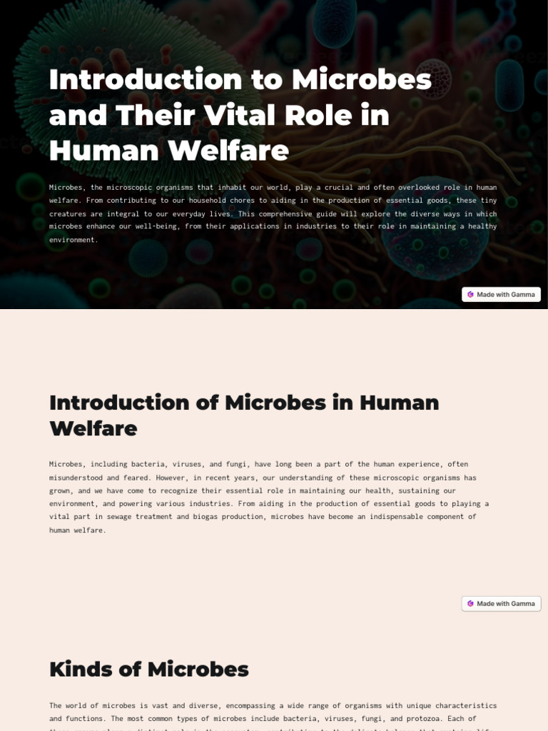Introduction To Microbes and Their Vital Role in Human Welfare | PDF ...