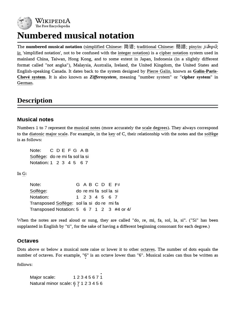 Numbered Musical Notation | PDF | Elements Of Music | Music Theory
