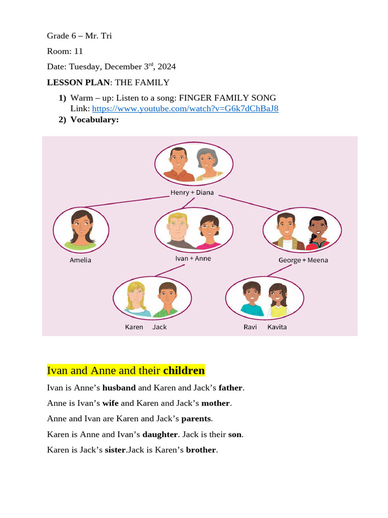 Grade 6 - Mr. Tri - December 3rd | PDF | Grandparent | Family
