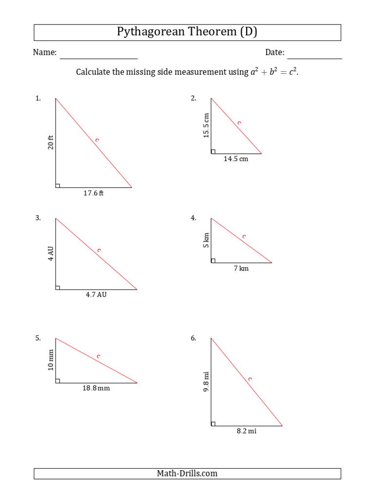 Pythagorean Theorem Decimal Calculate Hypotenuse Norotation 004. ...