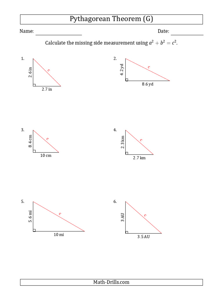 Pythagorean Theorem Decimal Calculate Hypotenuse Norotation 007. ...