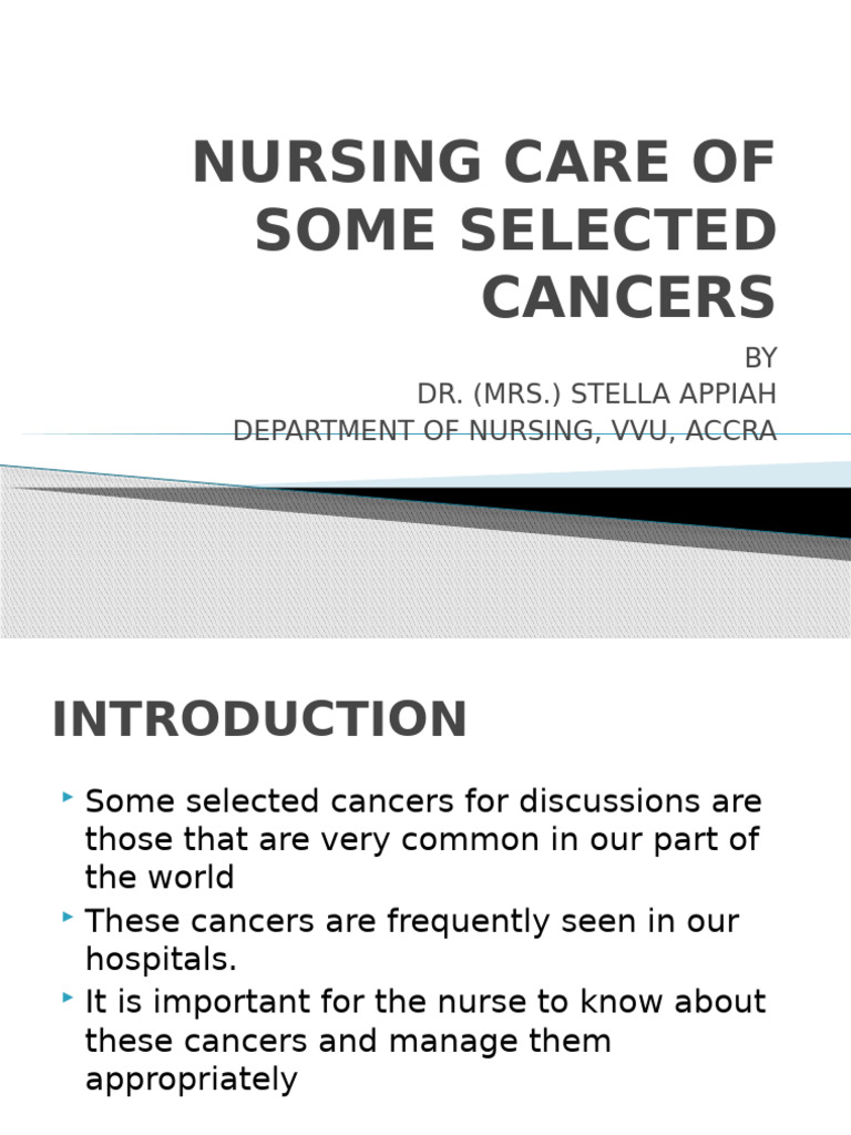 NURSING CARE OF SOME SELECTED CANCERS | PDF | Prostate | Breast Cancer