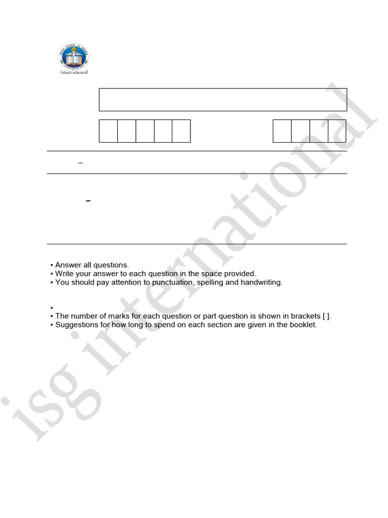 Class 7 English Exam Practice Paper | PDF | Writing