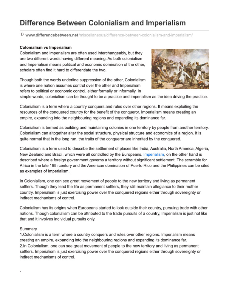 colonialism_vs_imperialism | PDF | Imperialism | Colonialism