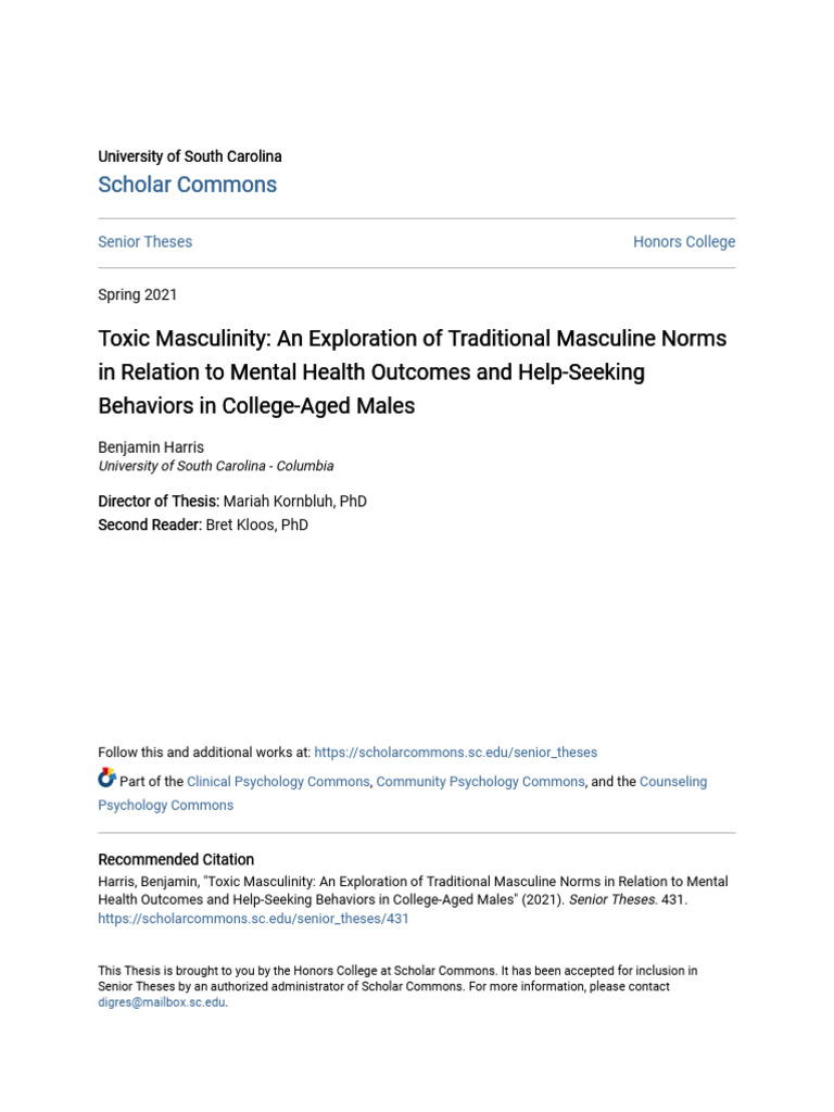 Toxic Masculinity - An Exploration of Traditional Masculine Norms | PDF ...