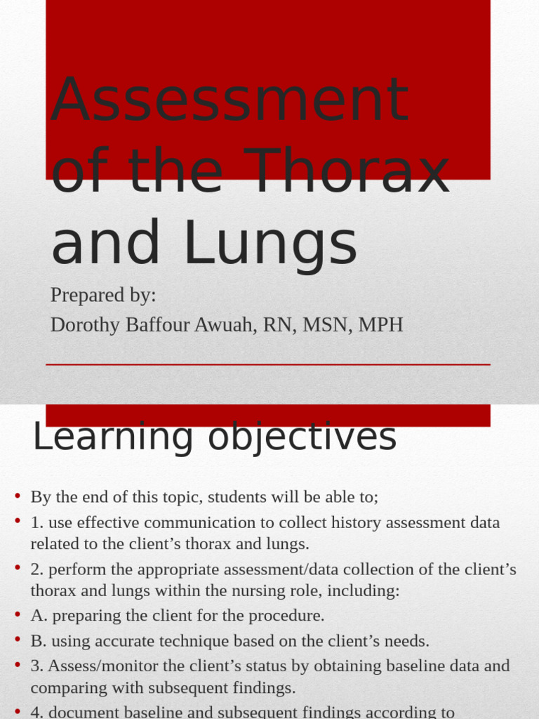 8 Assessment of the Thorax and Lungs [Autosaved] | PDF | Thorax | Lung