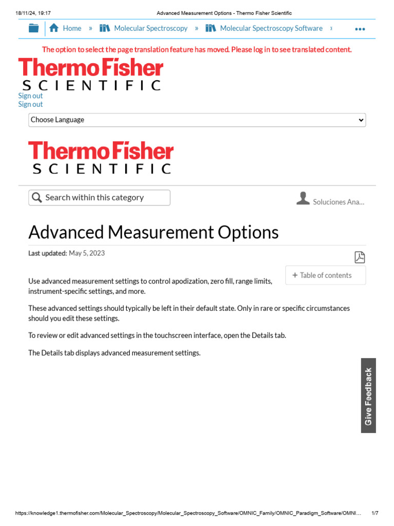 Advanced Measurement Options - Thermo Fisher Scientific | PDF ...
