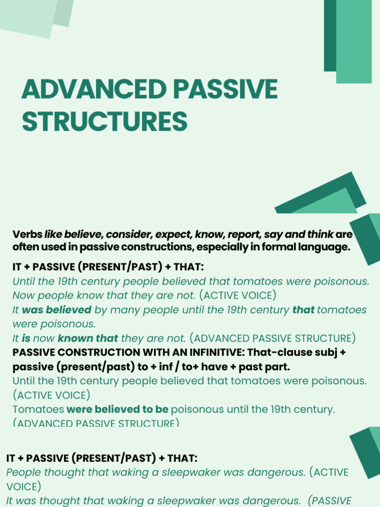 Advanced Passive Structures Explained | PDF | Verb | Morphology