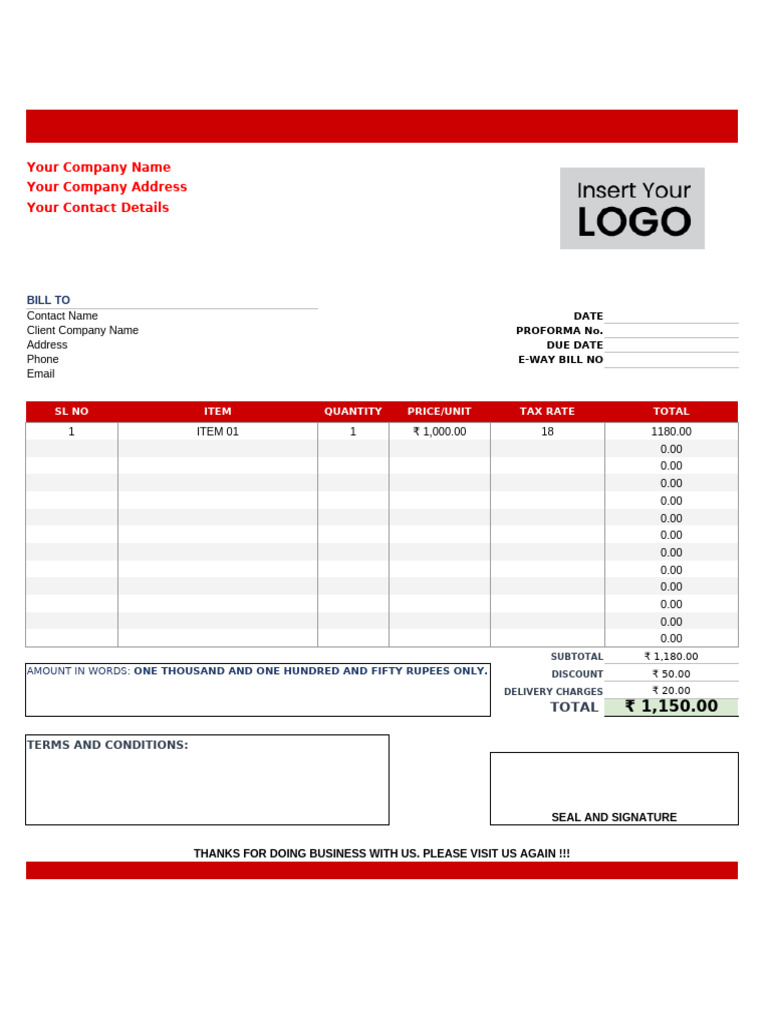 Proforma Invoice With Eway Bill No | PDF