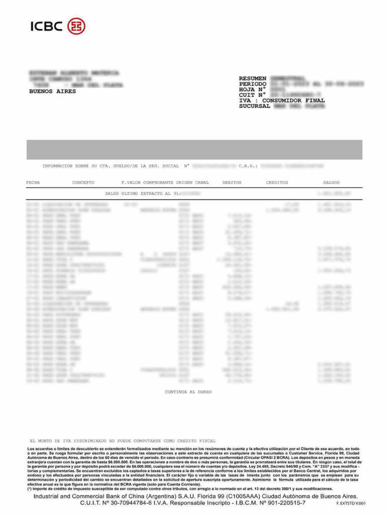 ResumenBancario ICBC | PDF